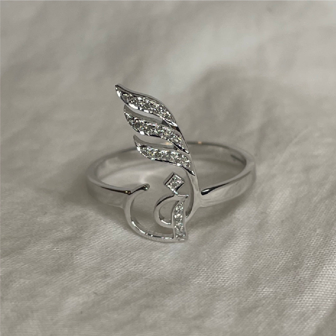 Two Letter Ring with Diamonds– Yuniu Jewels